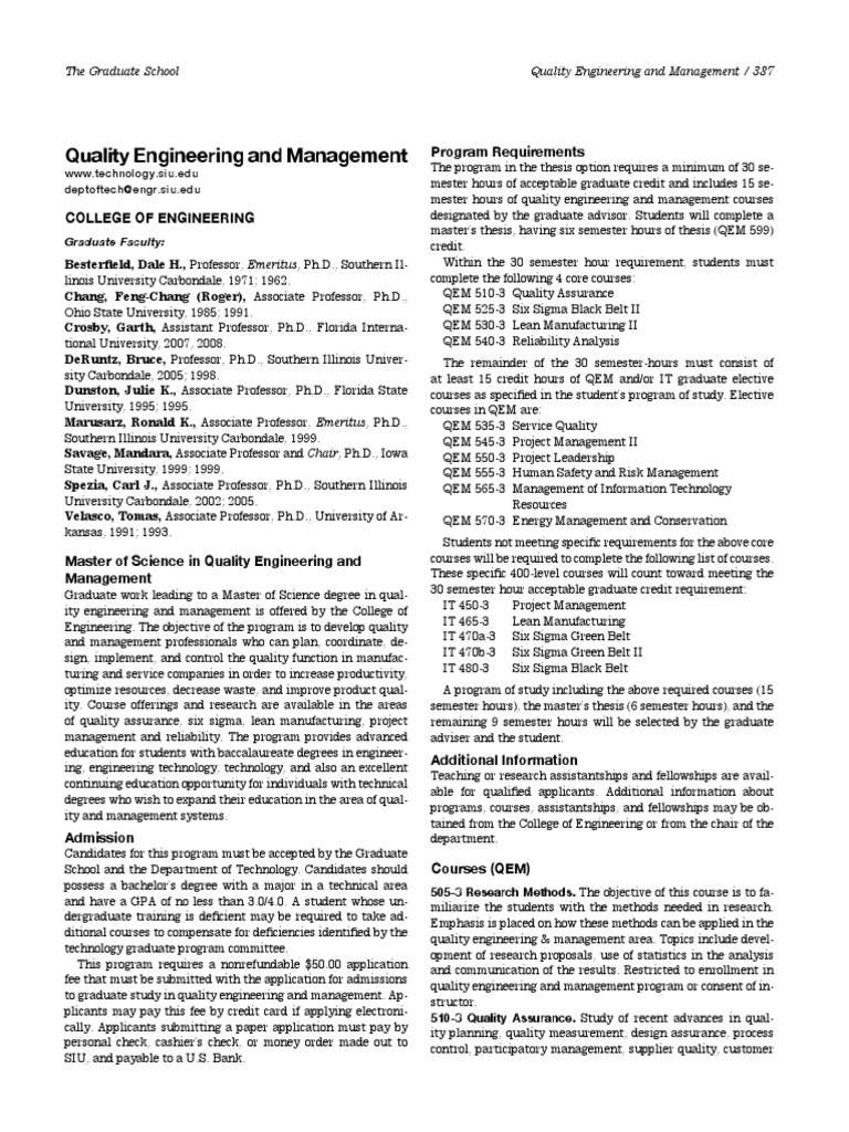 Quality Engineering and Management | PDF | Lean Manufacturing | Logistics