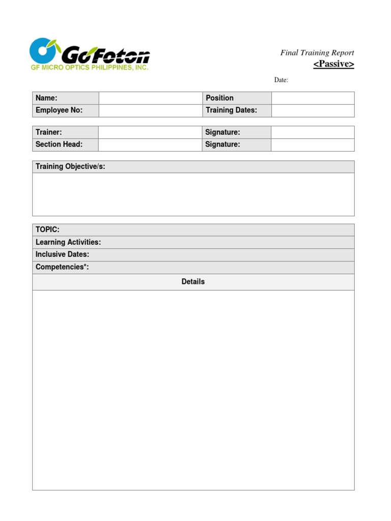 Name: Position Employee No: Training Dates | PDF | Computers