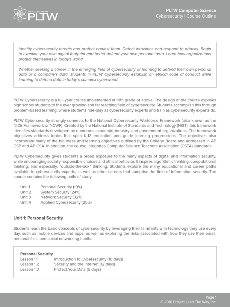 Cybersecurity Course Outline vs.3FINALhr PDF | PDF | Computer Security ...