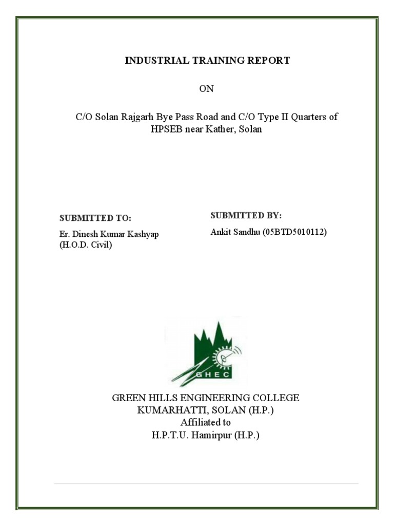 One Month Industrial Training Report On PWD PDF | PDF | Cement | Road ...