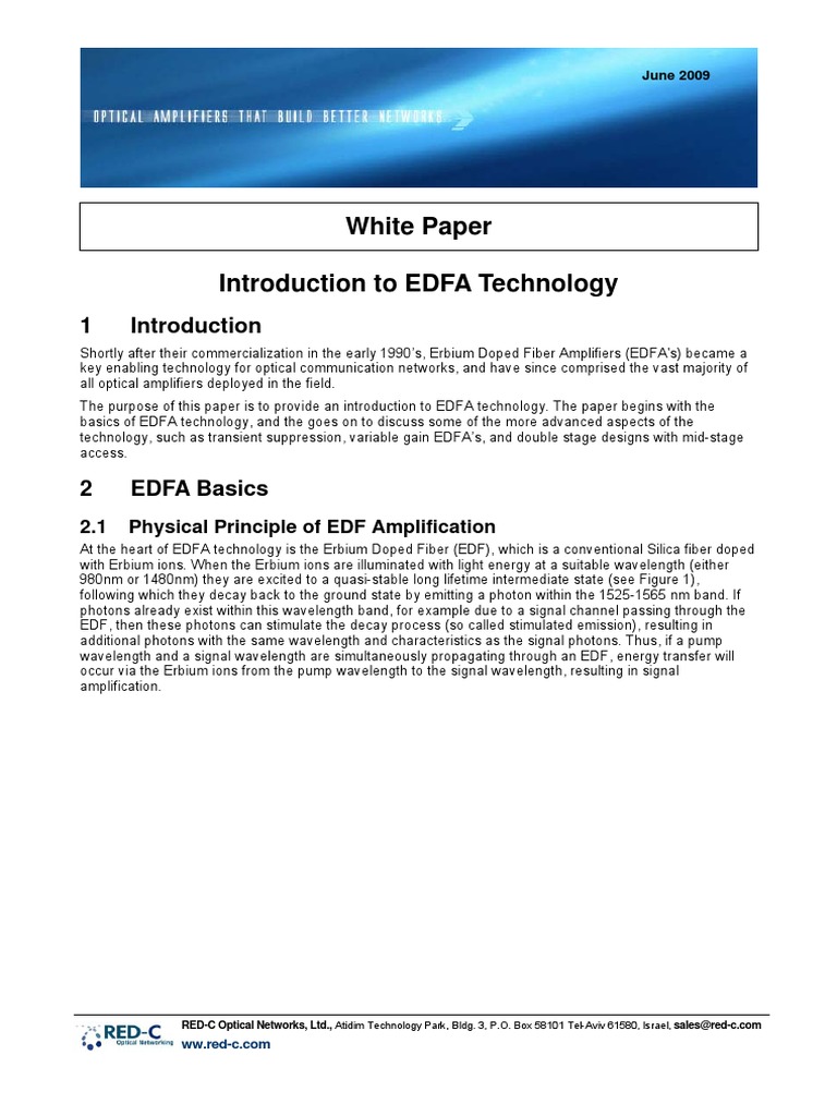 EDFA Technology Overview | PDF | Wavelength Division Multiplexing ...