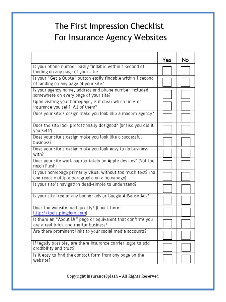 First Impression Checklist PDF | PDF