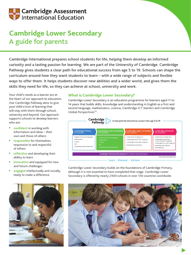 Cambridge Lower Secondary Factsheet A Guide For Parents | PDF ...