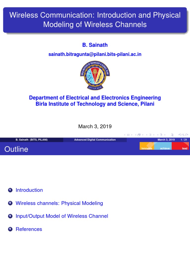 Physical Modeling of Wireless Channels (Slides) | PDF | Wireless Lan ...