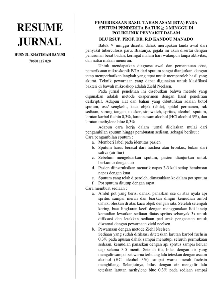 Resume Jurnal BTA HUSNUL | PDF