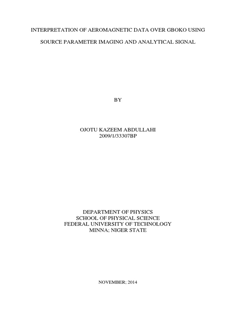 Interpretation of Aeromagnetic Data Over Gboko Using Source Parameter Imaging and Analytical ...