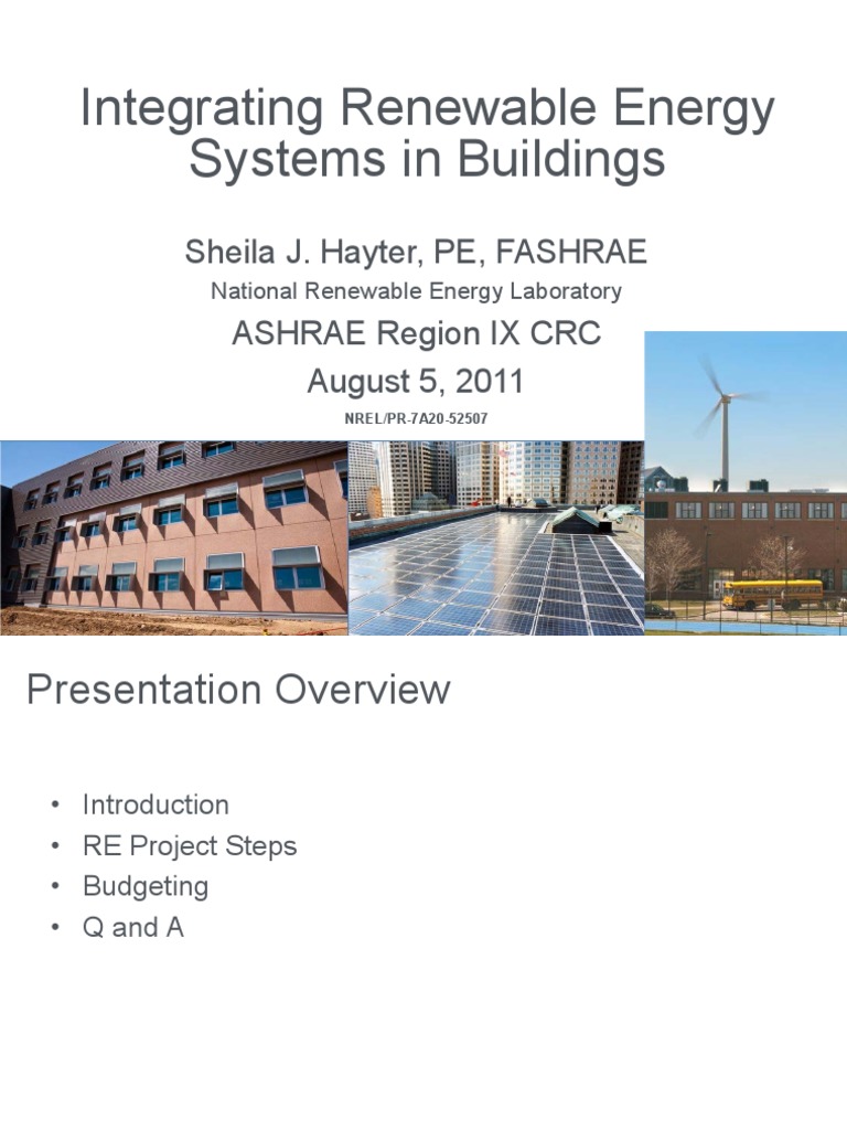 Integrating Renewable Energy Systems in Buildings: Sheila J. Hayter, PE ...