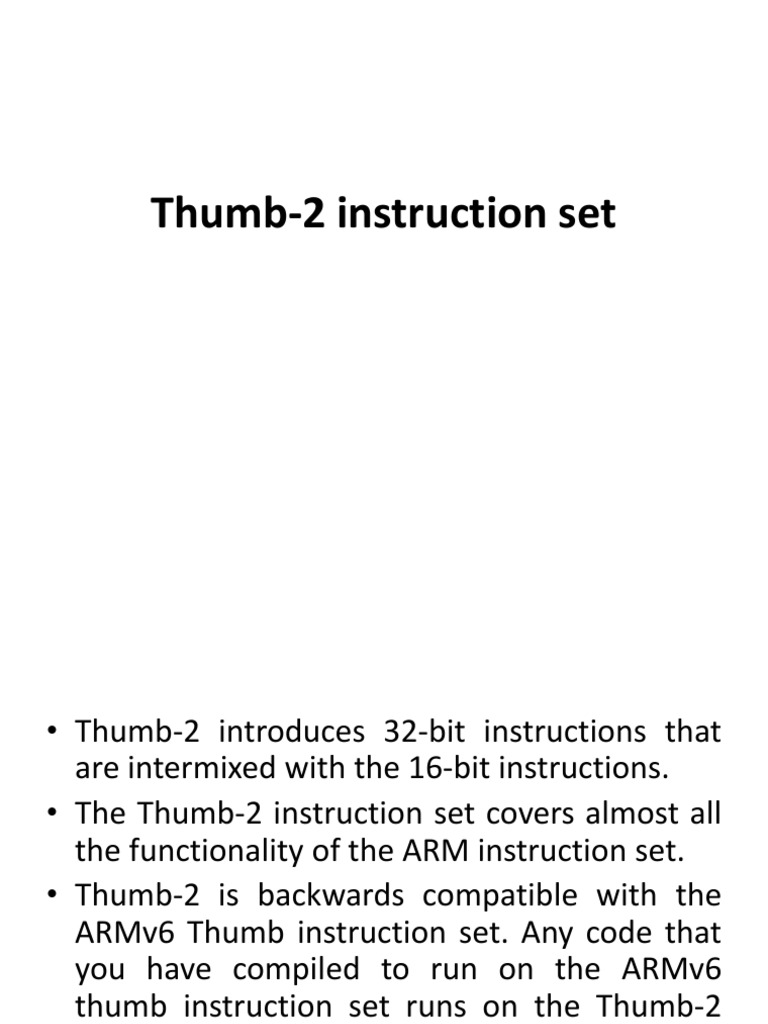 Thumb-2 Instruction Set | PDF | Arm Architecture | Areas Of Computer ...