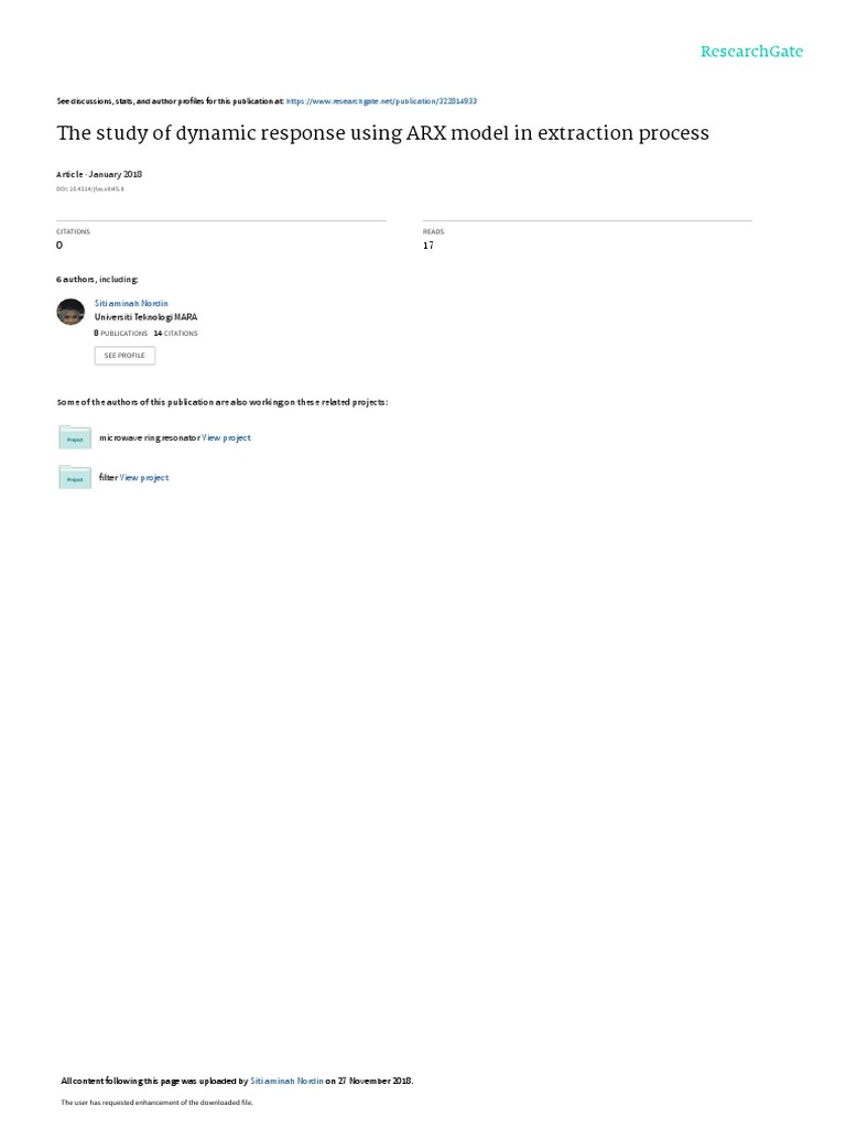 The Study of Dynamic Response Using ARX Model in e PDF | PDF | Mathematical Model | Errors And ...