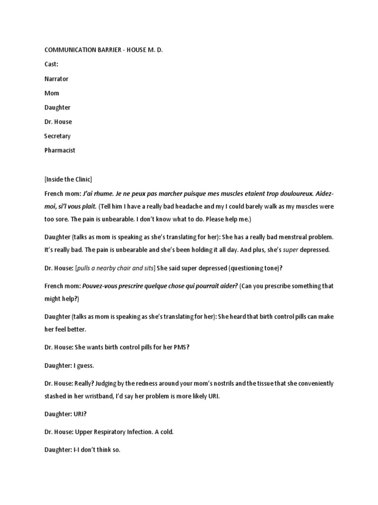 Communication Barrier Script | PDF | Medicinal Chemistry | Health Policy
