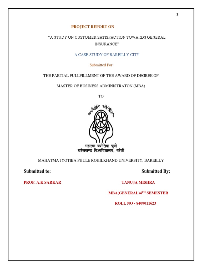 Project Report On General Insurance (Tanuja) | PDF | Insurance ...