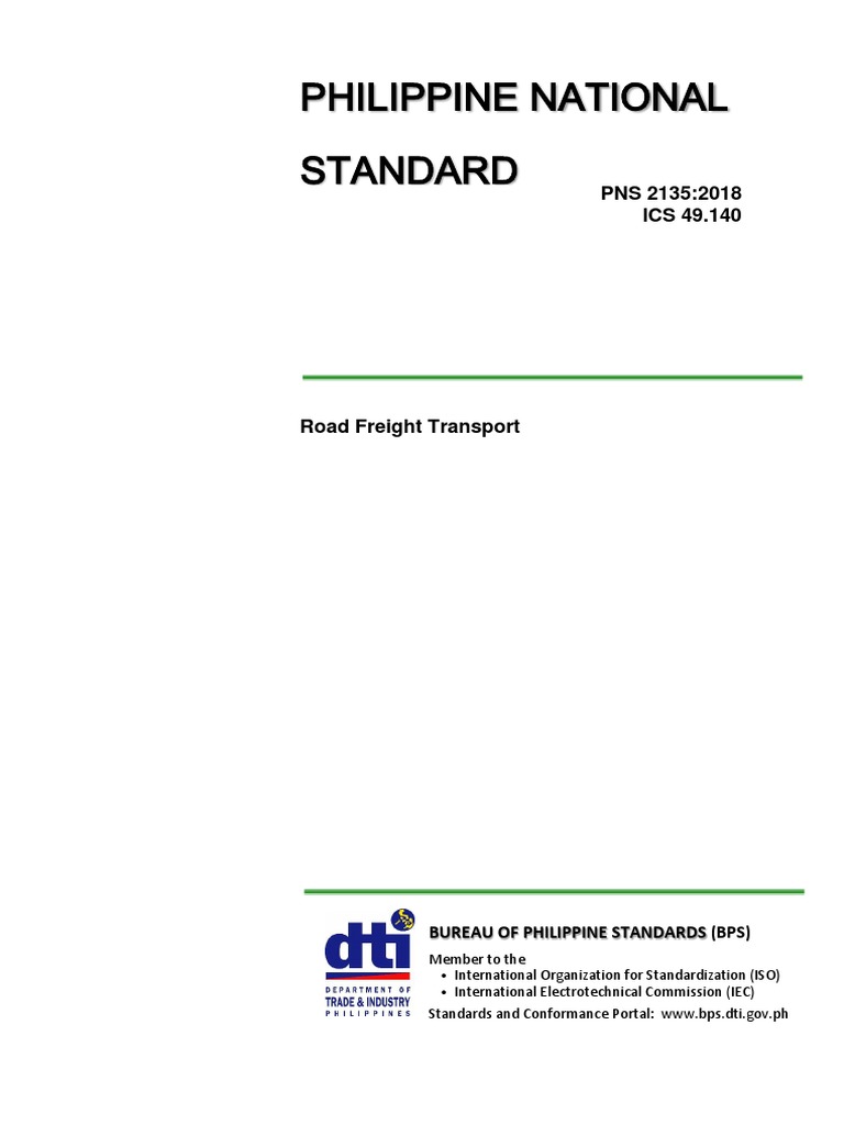 PNS 2135 2018 (Philippine Road Freight Standard) | PDF | Cargo | Transport