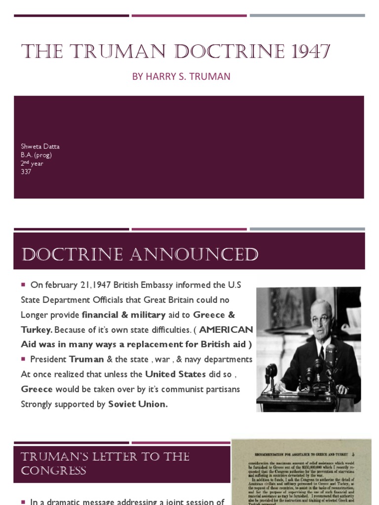 Truman Doctrine: Cold War Policy | PDF