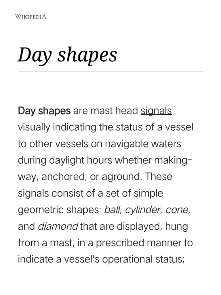 Maritime Day Shapes Guide | PDF | Water Transport | Transport