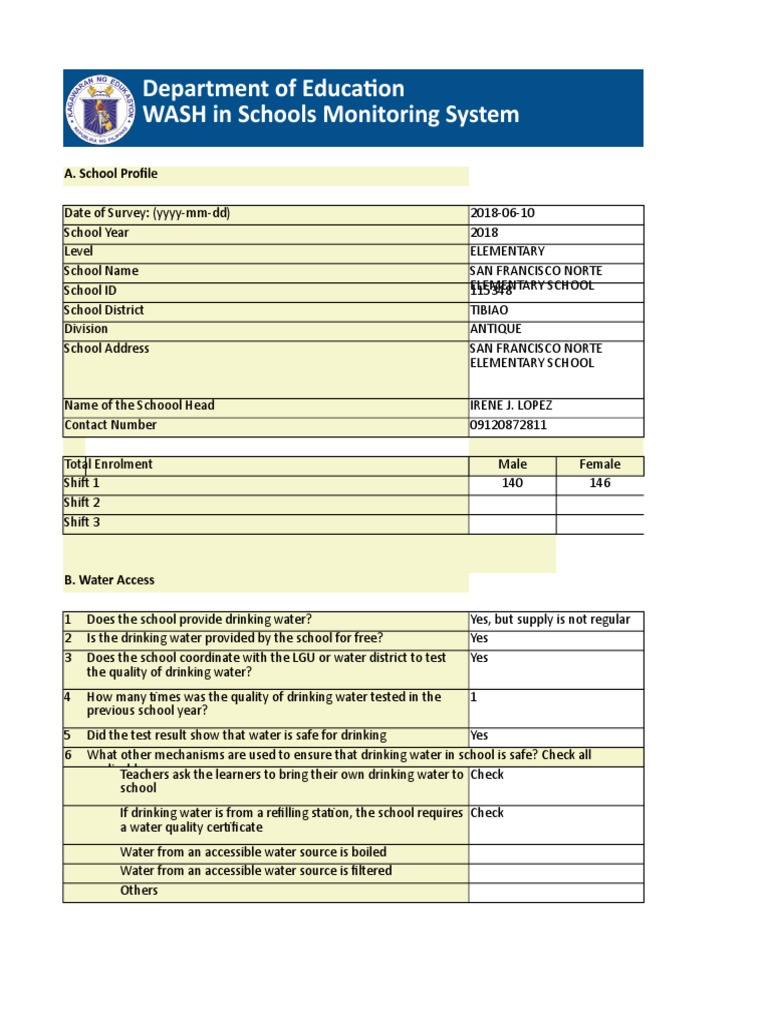 WinS Monitoring System - Blank v2017-06-04 | PDF | Drinking Water | Wash
