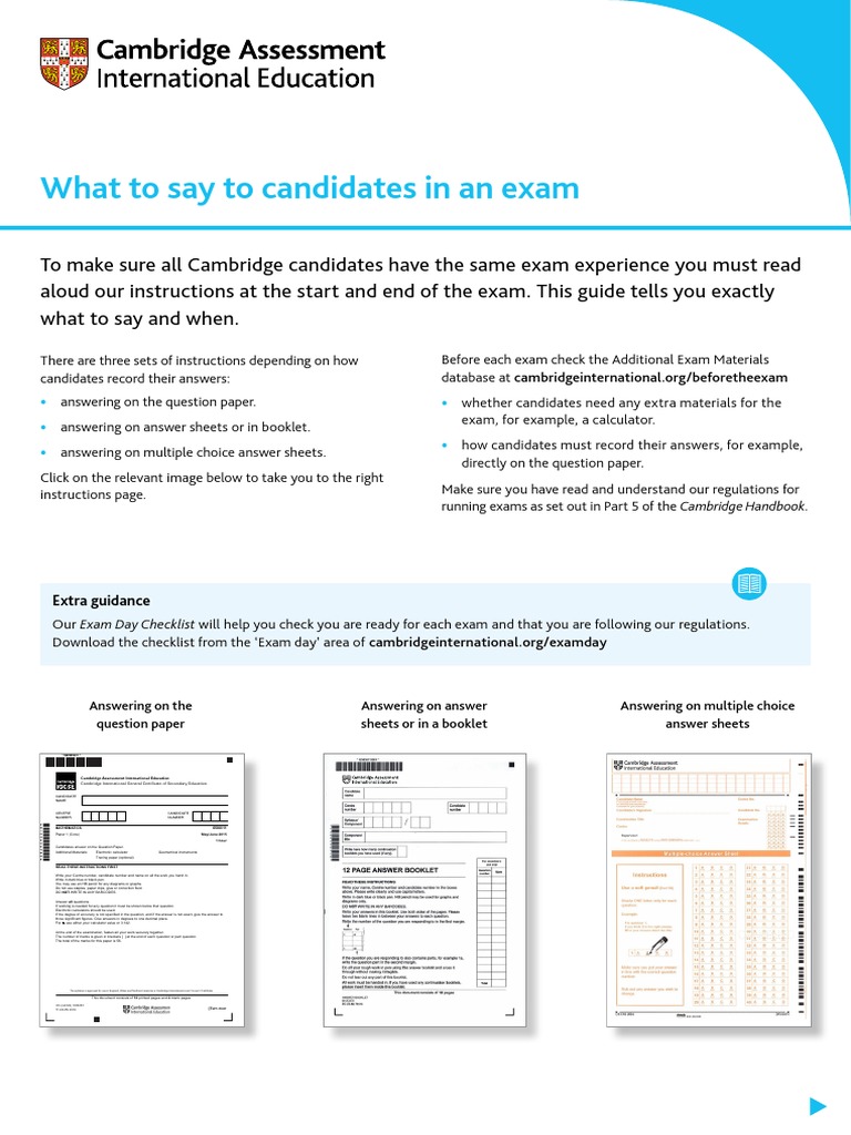 What To Say To Candidates During A Checkpoint Exam | PDF | Multiple ...