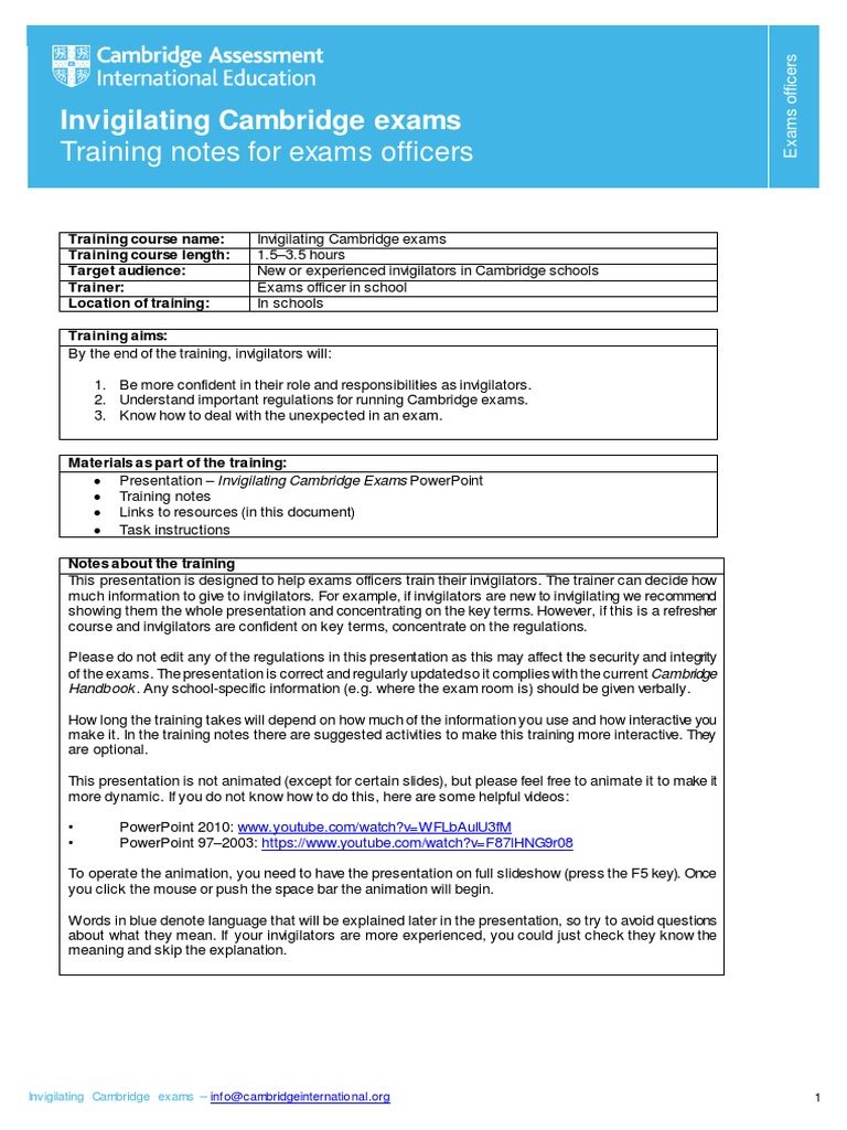 Invigilating Officers Guide | PDF | Test (Assessment) | Business
