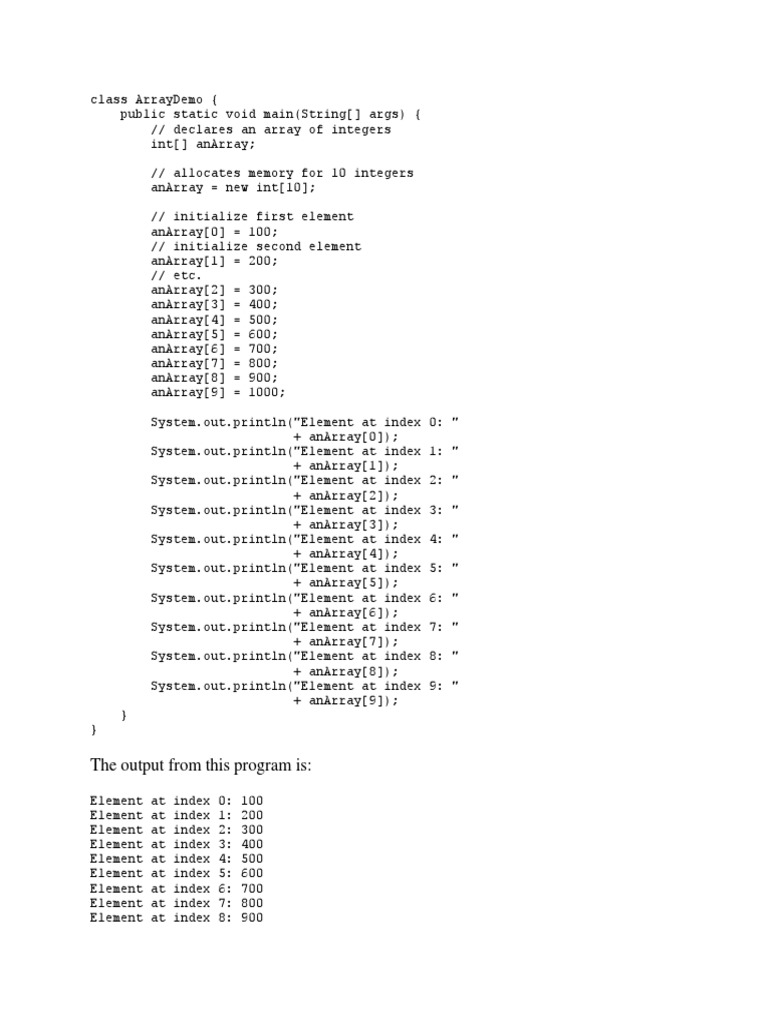 Class ArrayDemo | PDF | Class (Computer Programming) | Method (Computer ...