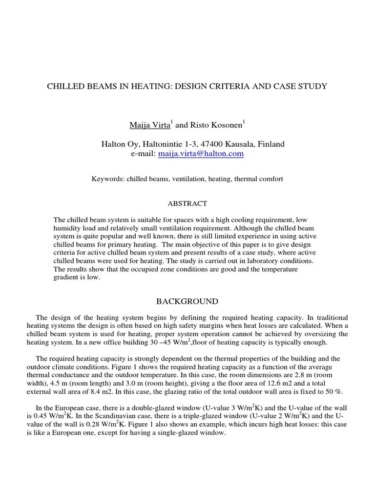 Chilled Beams in Heating: Design Criteria and Case Study | PDF | Hvac ...