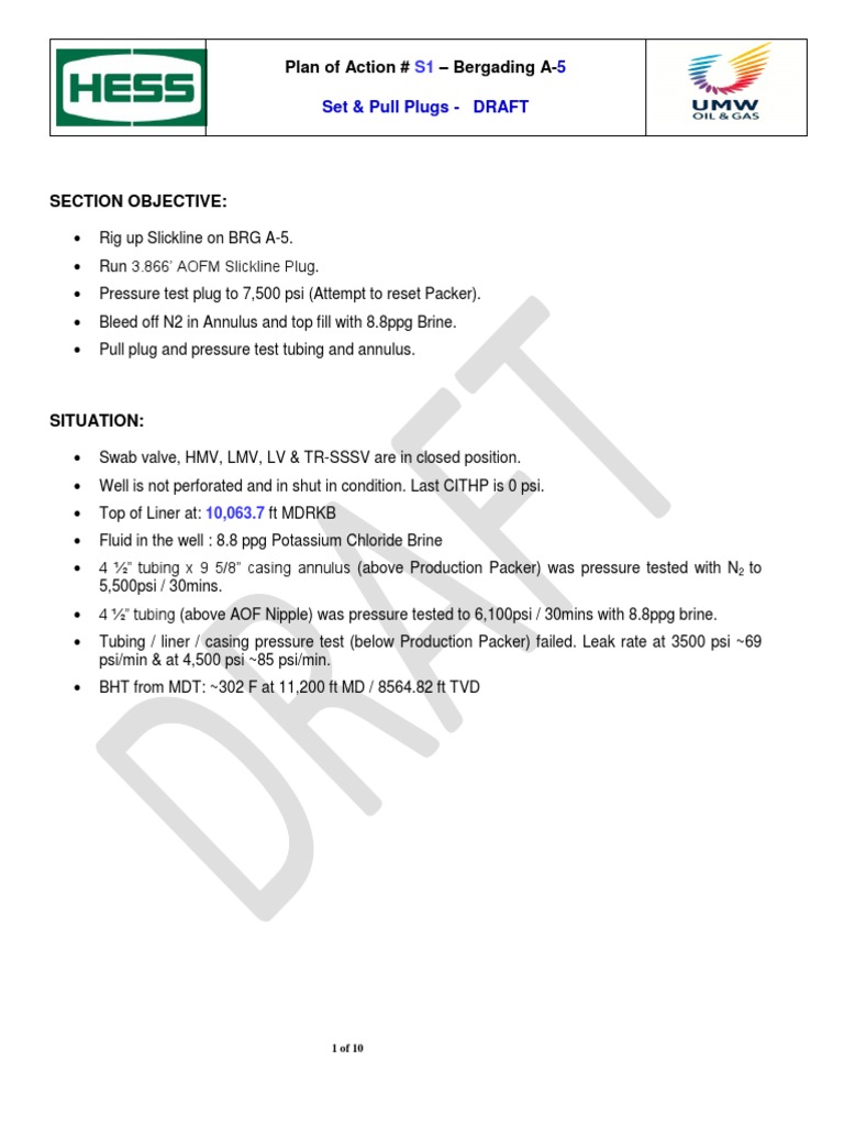 Work Instruction #S1 - Offline Slickline Packer Pressure Test - BRG-A5 ...