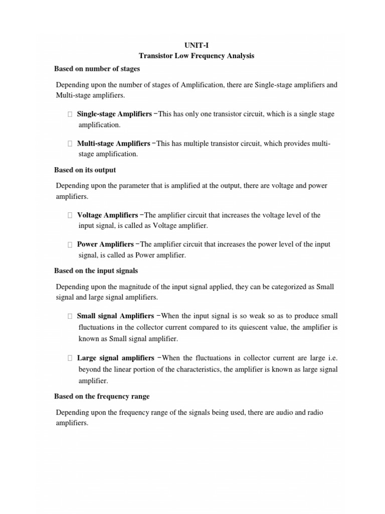 ECA UNIT 1 Transistor Low Frequency and High Frequency Analysis | PDF ...