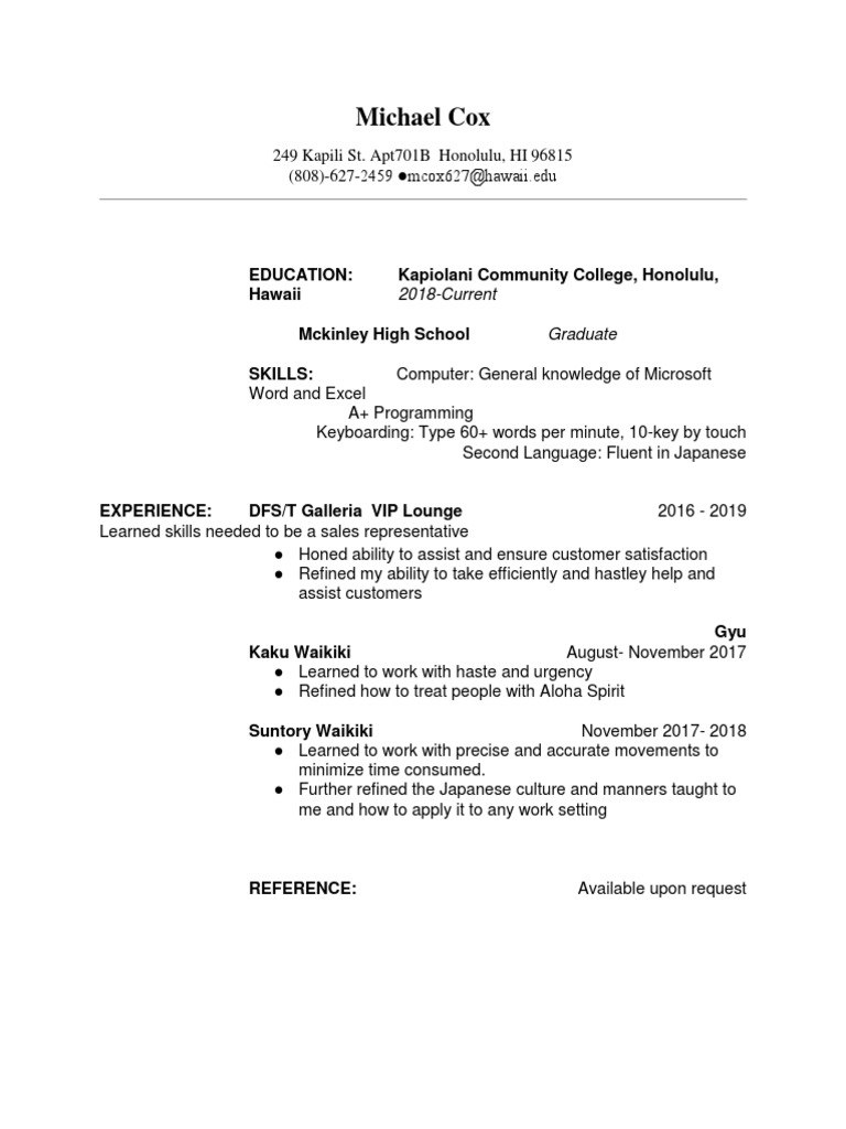 Resume 2019 1 | PDF