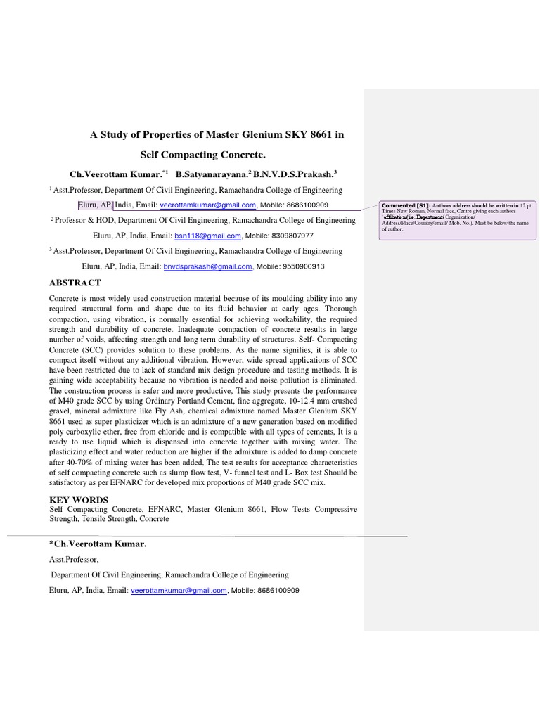 A Study of Properties of Master Glenium SKY 8661 in Self Compacting ...