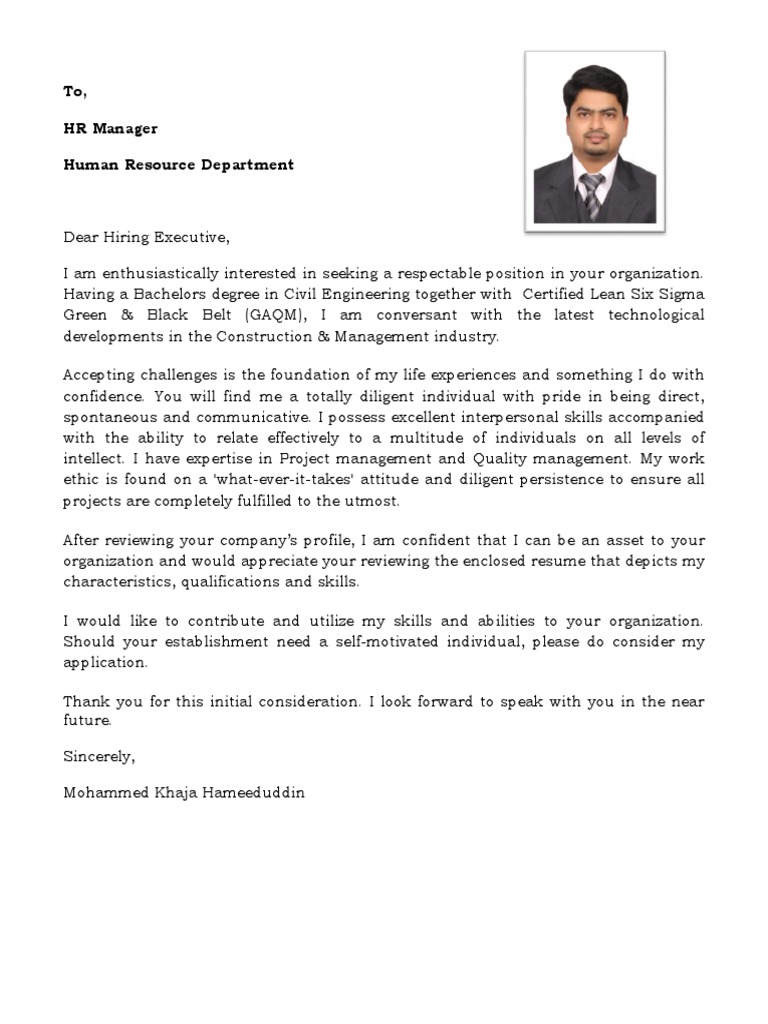 2 Hameed Covering Letter CV | PDF | Construction Management | Six Sigma