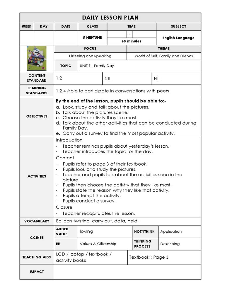 Year 5 Lesson Plan Textbook Page 3 | PDF | Lesson Plan | Teachers