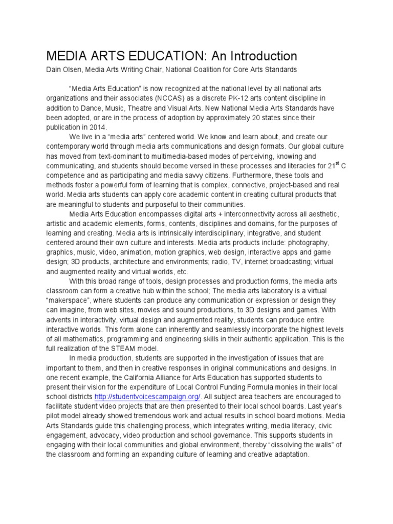 Introduction to Media Arts Education | PDF | Visual Arts Education ...