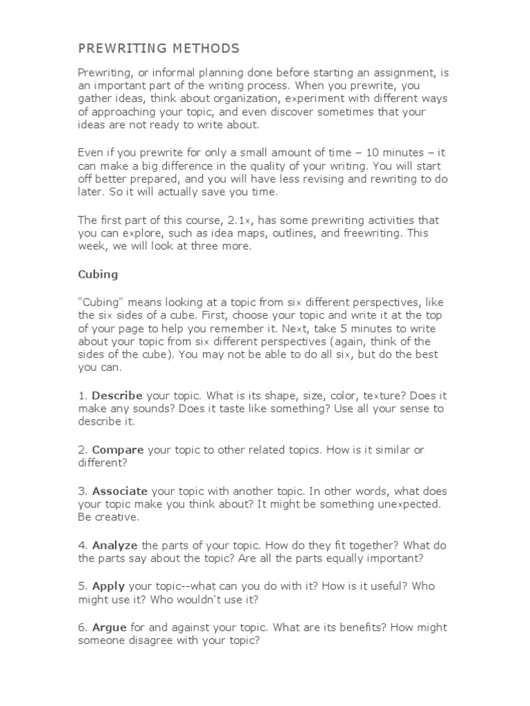 Prewriting Methods | Download Free PDF | Cognition | Cognitive Science