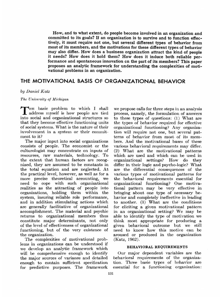 The Motivational Basis Organizational Behavior: Ilaniel | PDF ...