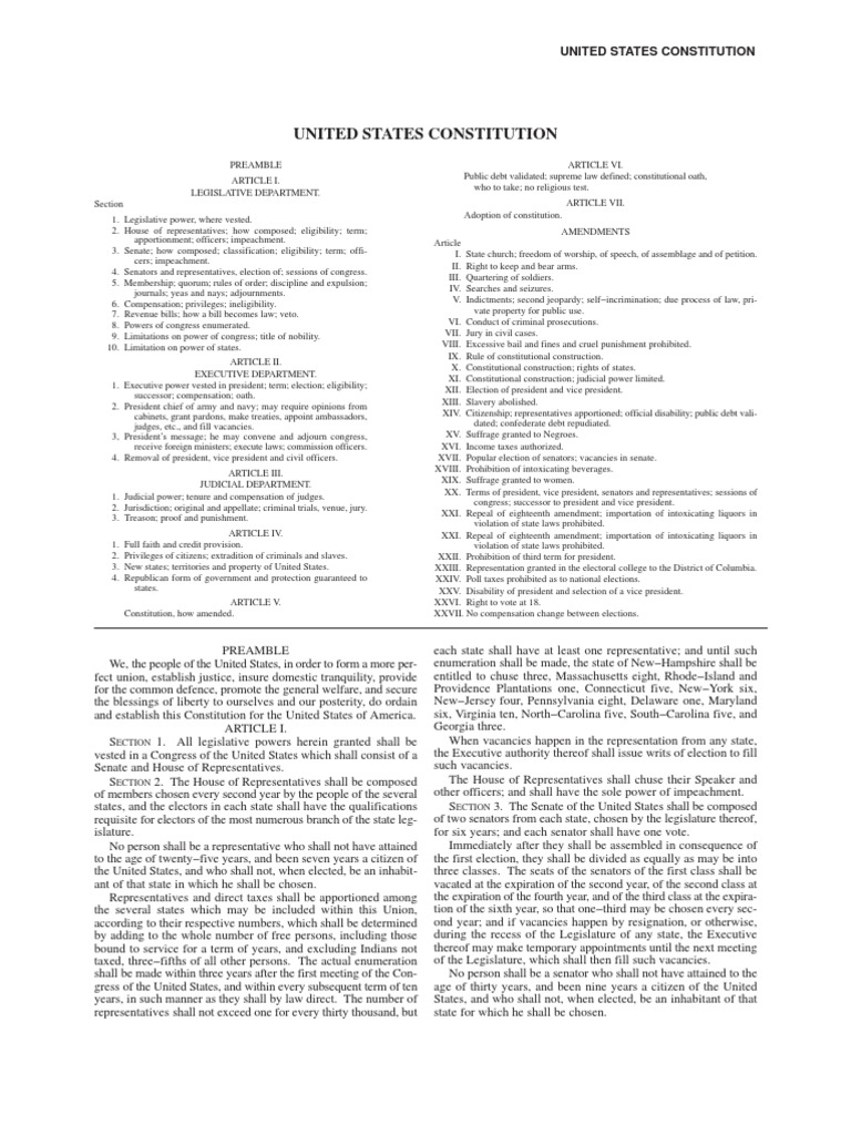 US Constitution | PDF | U.S. State | United States Constitution