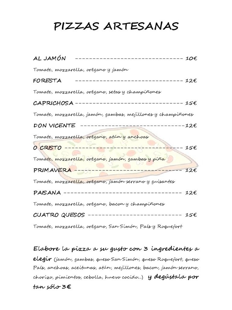 Carta Pizzas | PDF