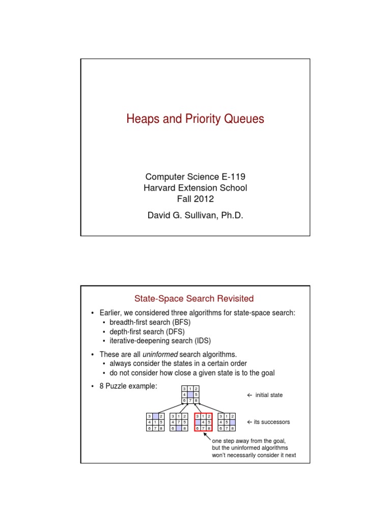 Heaps and Priority Queues: Computer Science E-119 Harvard Extension School Fall 2012 David G ...