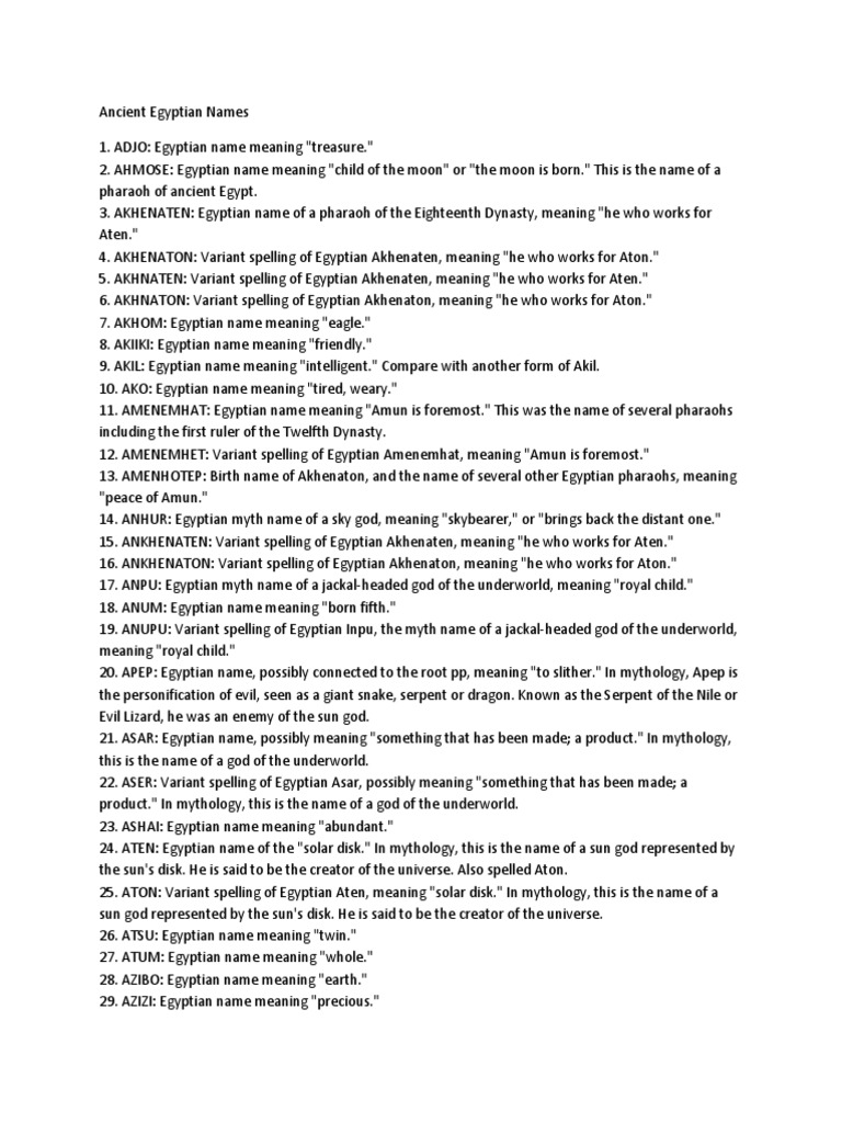 Ancient Egyptian Names | PDF | Akhenaten | Horus