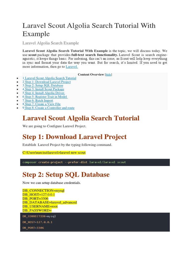 Laravel Scout Algolia Search Tutorial With Example Pdf Databases Php