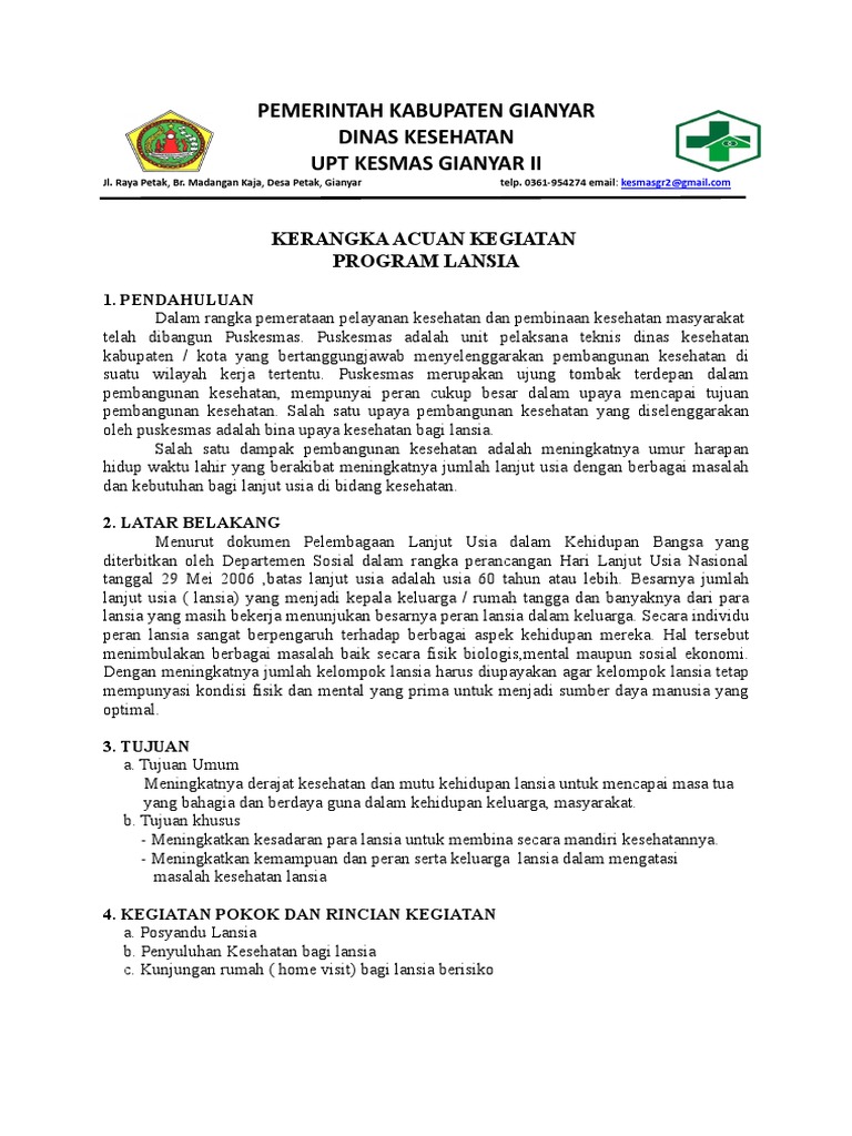 Kak Program Lansia | PDF