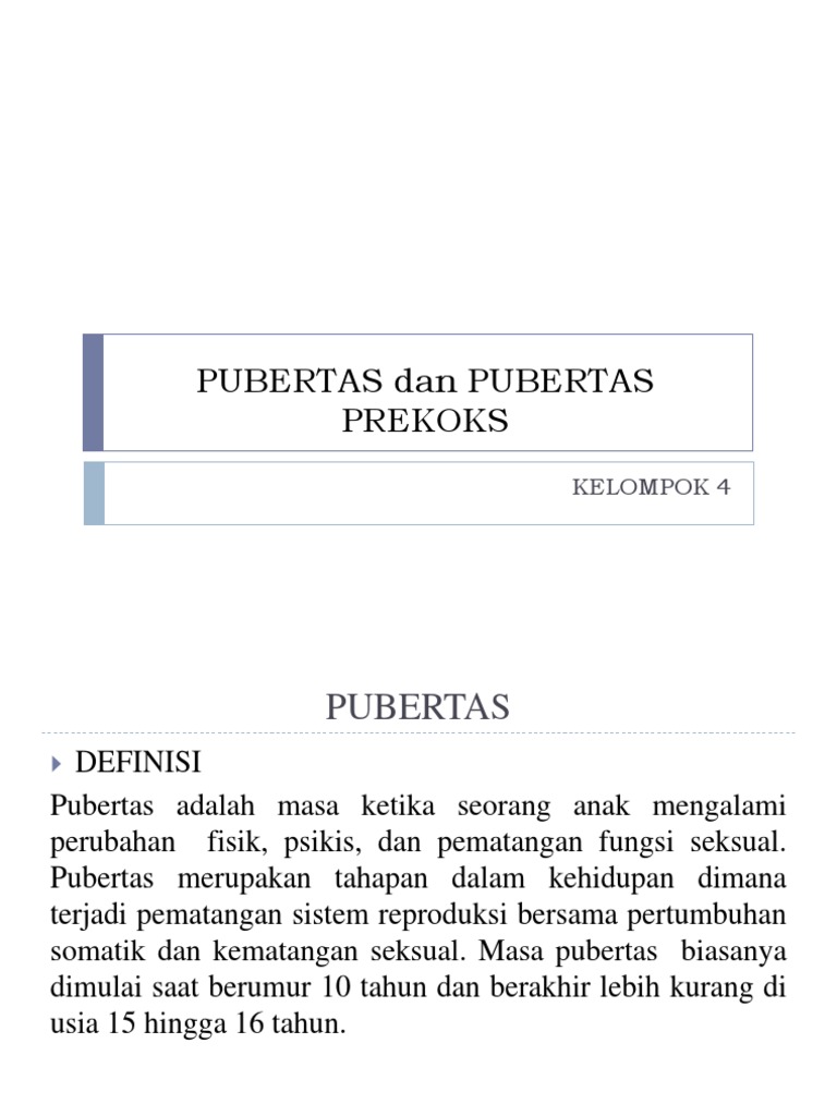 Pubertas Dan Pubertas Prekoks | PDF | Kesehatan Holistik