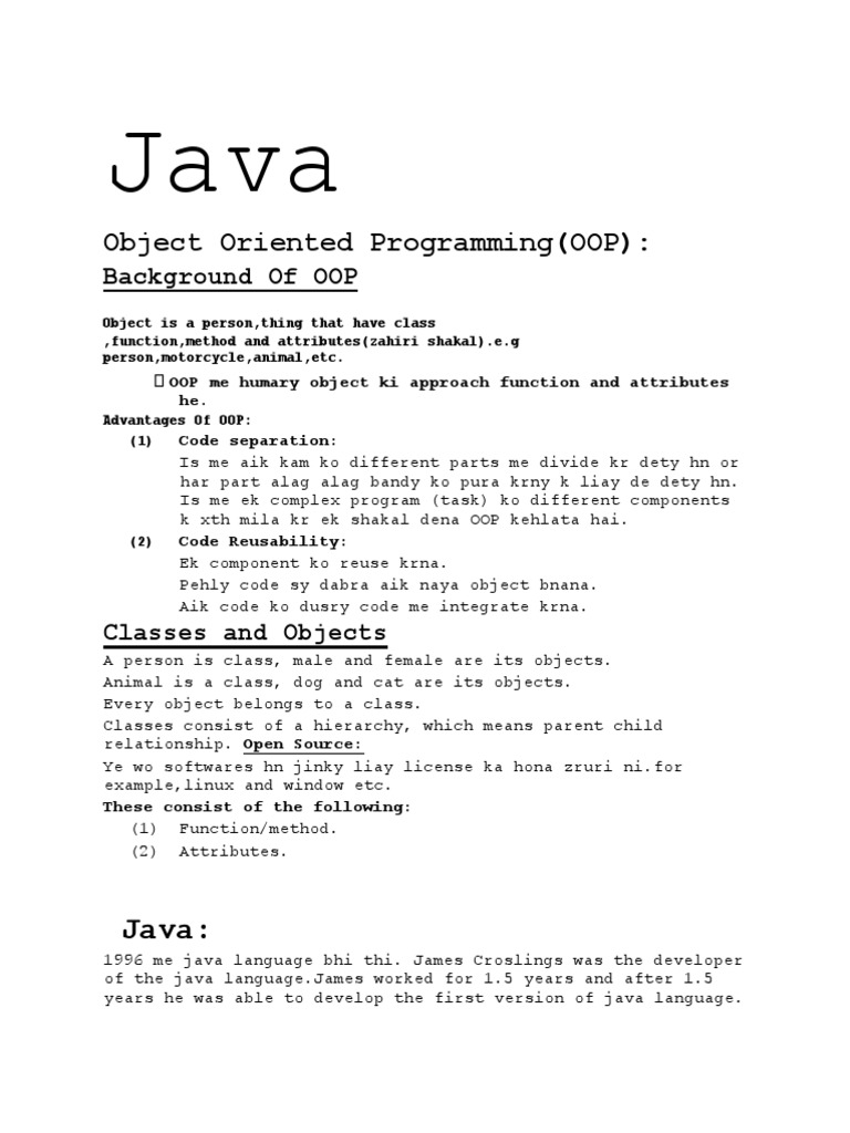 Complete Java Notes Pdf Method Computer Programming Constructor Object Oriented