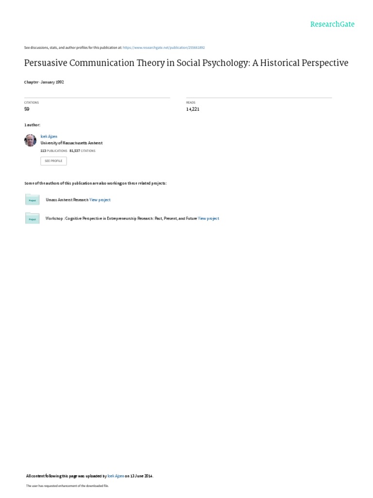 Persuasive Communication Theory in Social Psychology | PDF | Persuasion ...