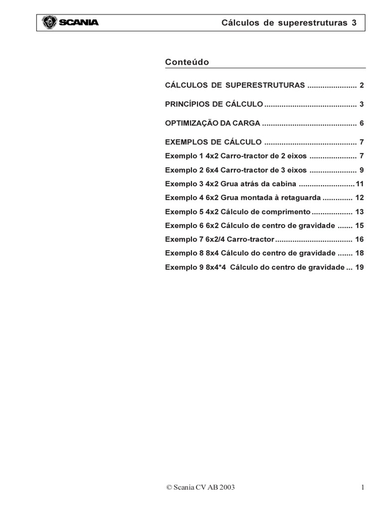 Manual Scania PDF | PDF | Guindaste (máquina) | Cálculo