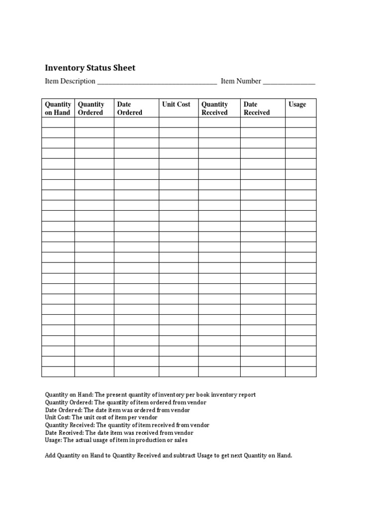 Inventory tracking sheet template | PDF