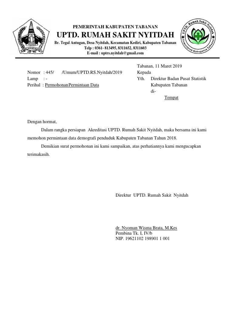 Surat Permohonan Data Ke BPS | PDF