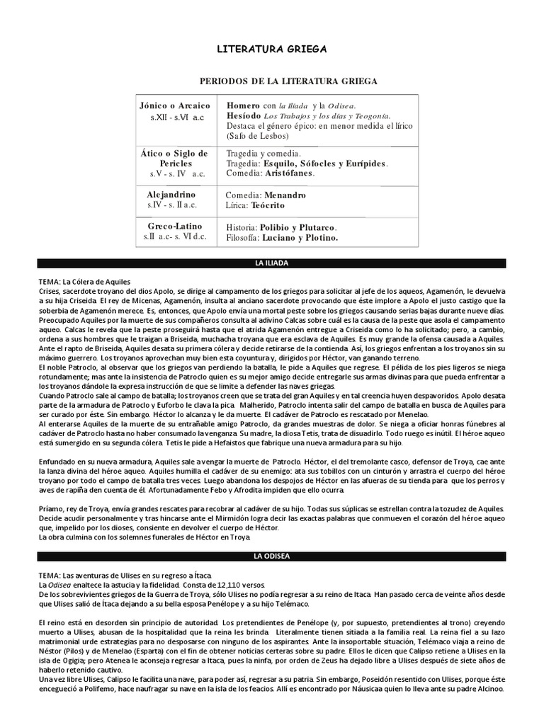 Avance 2 Literatura Griega. Épica-Dramática Firme | PDF | Edipo | Odiseo