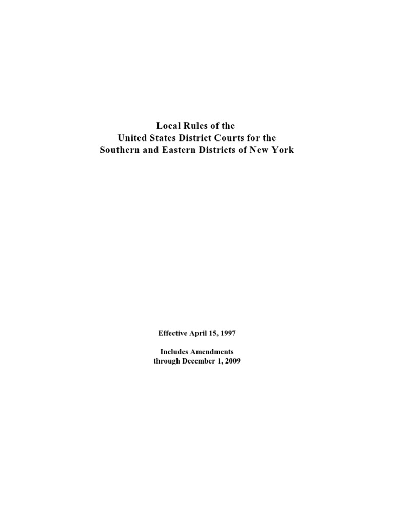 SDNY Local Rules Overview | PDF | Discovery (Law) | Deposition (Law)