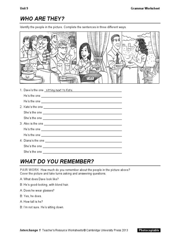 Interchange4thEd Level1 Unit09 Grammar Worksheet PDF | PDF