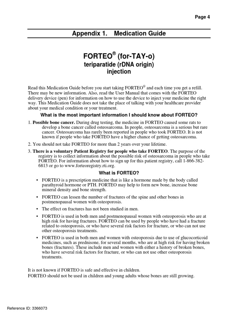 Forteo (for-TAY-o) : Appendix 1. Medication Guide | PDF | Osteoporosis ...