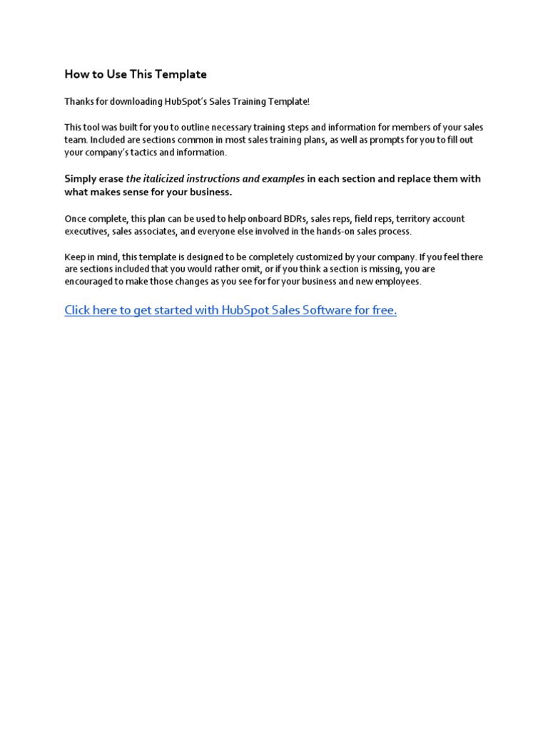 Sales Training Template | PDF | Sales | Mentorship