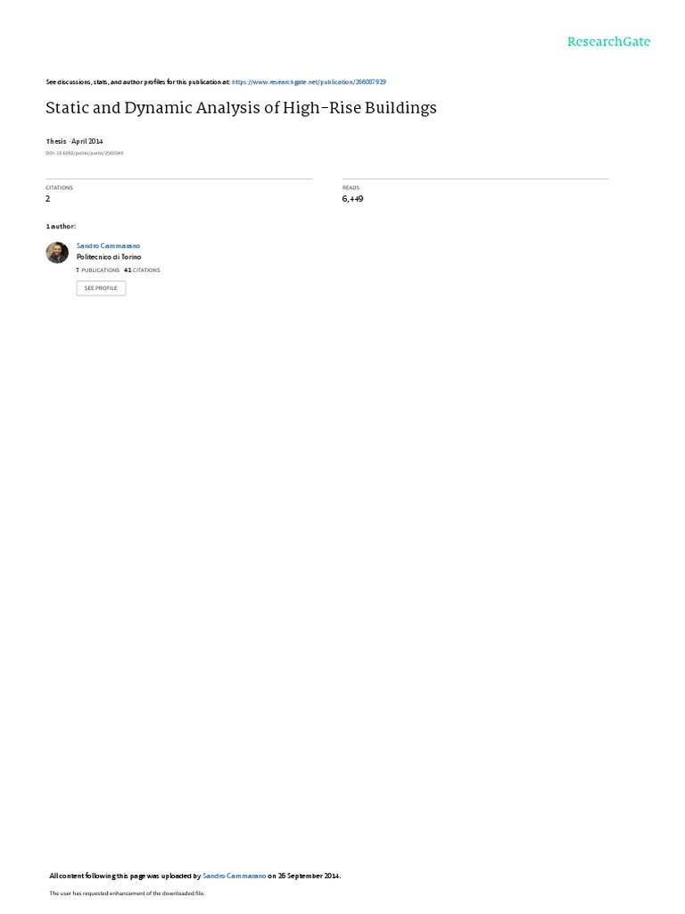 Static and Dynamic Analysis of High Rise Buildings | PDF | Beam ...